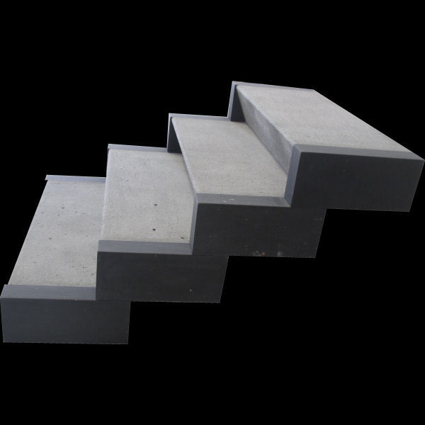Solid basalt treads honed and bush hammered, new
